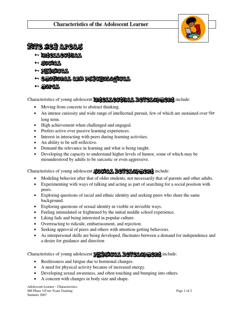 Characteristics of The Adolescent Learner | PDF | Adolescence | Learning
