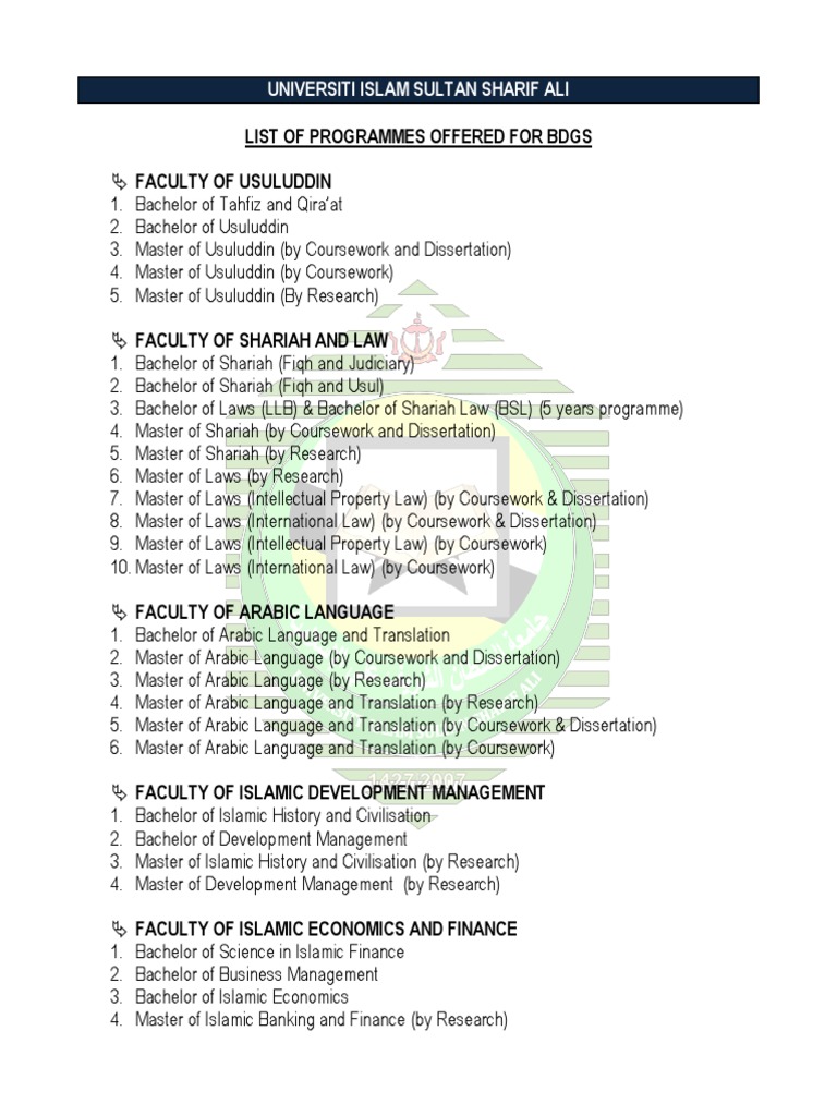 UNISSA - BDGS 2023-2024 (Program) | PDF | Master's Degree | Bachelor's ...