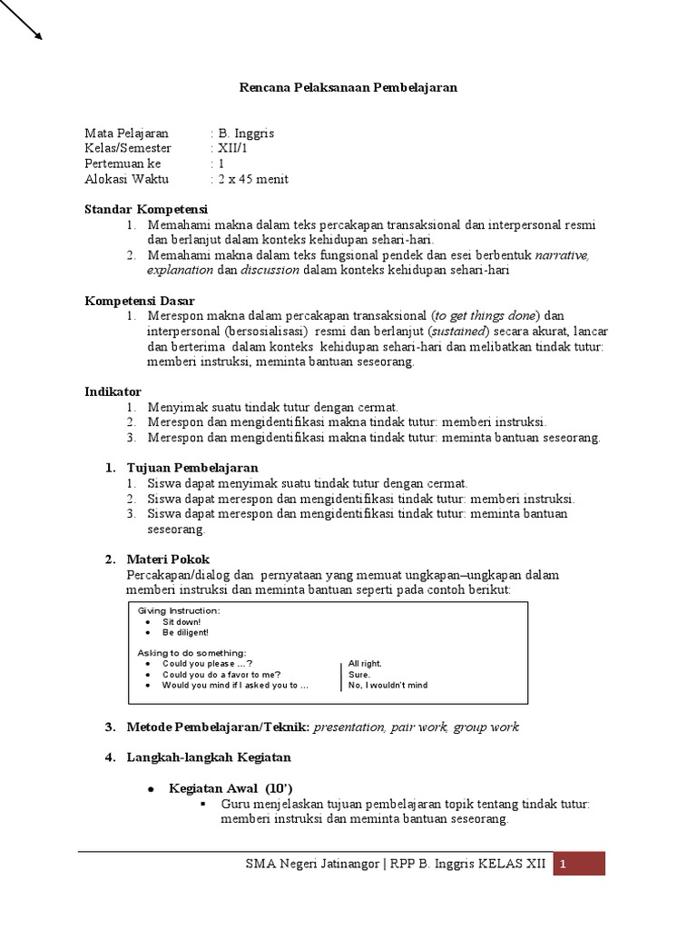 RPP B Inggris XII - Revisinew | PDF | Karier & Perkembangan