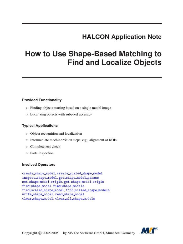 Halcon 6.1 Shape Matching PDF | PDF | Shape | Contrast (Vision)