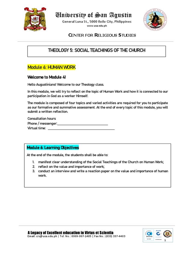 Module 6 - Theo 5 | PDF | Image Of God | Employment