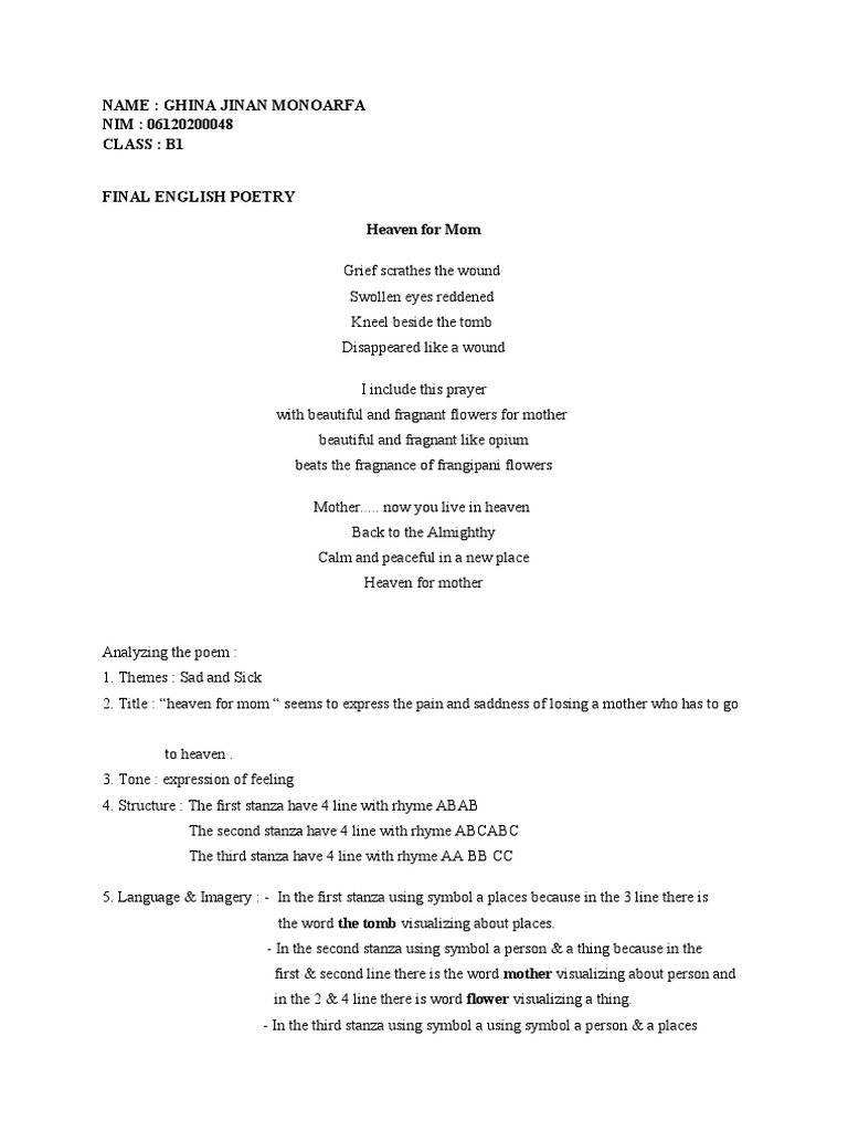 Final Poetry Ghina Jinan | PDF | Poetry