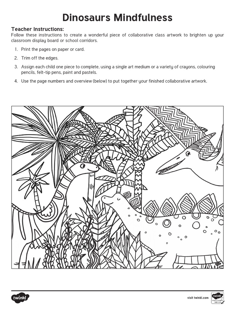 T TP 6525 Dinosaurs Mindfulness Collaborative Colouring Activity Pack ...