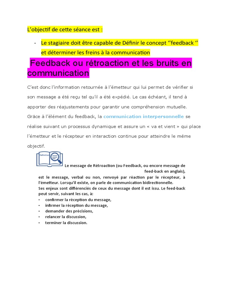 Comprendre le Feedback en Communication | PDF | Rétroaction positive ...