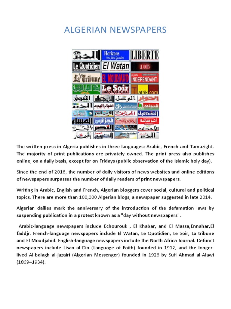 ALGERIAN NEWSPAPERS | PDF | Mass Media | Communication