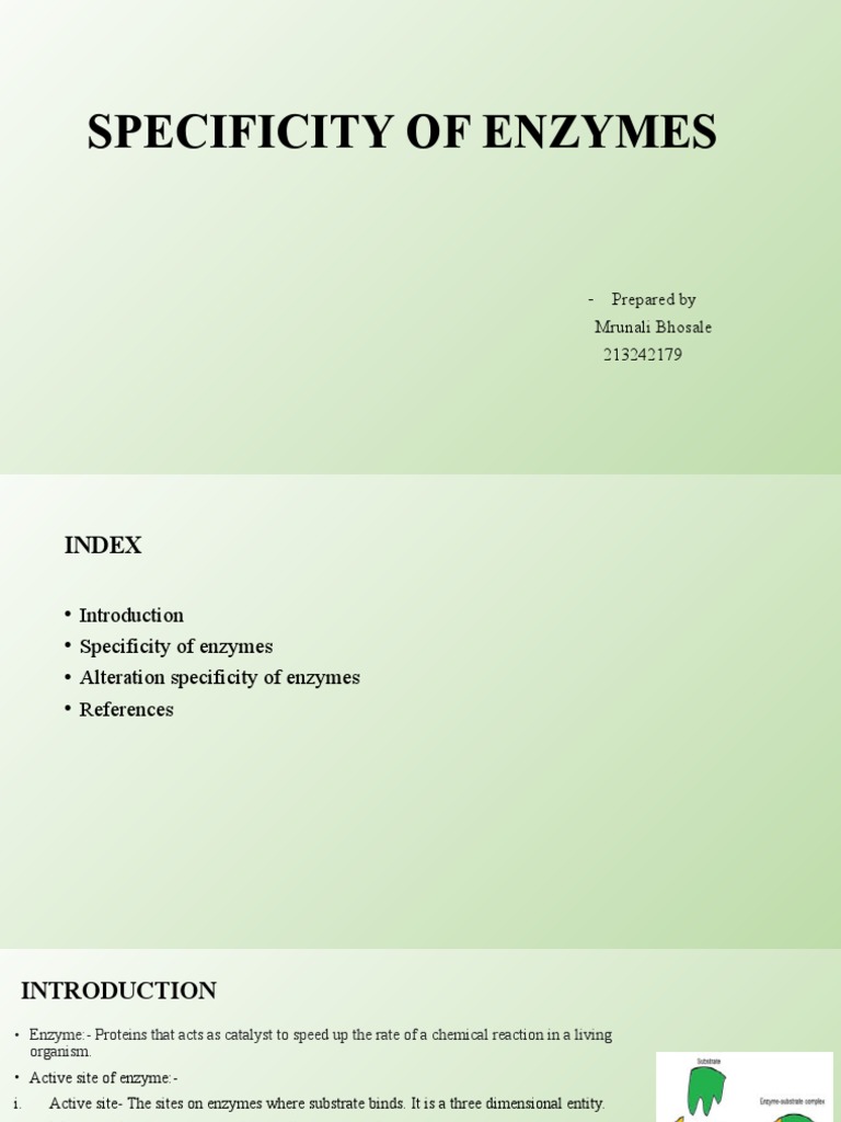 Specificity of Enzymes: Substrate Specificity, Reaction Specificity ...