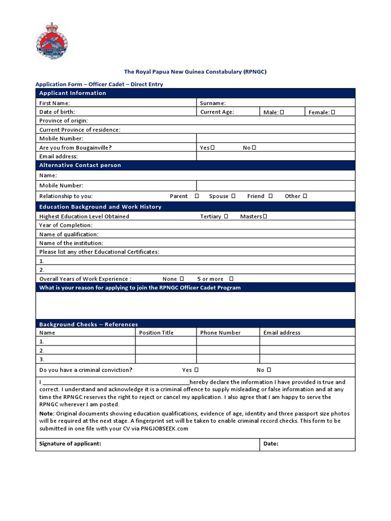 Officer Cadet Application Form - Direct Entry - Final 1600 | PDF | Career & Growth | Social Science