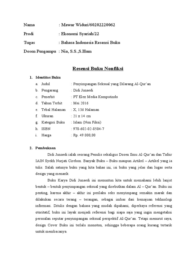 Resensi Buku Mawar Widuri | PDF