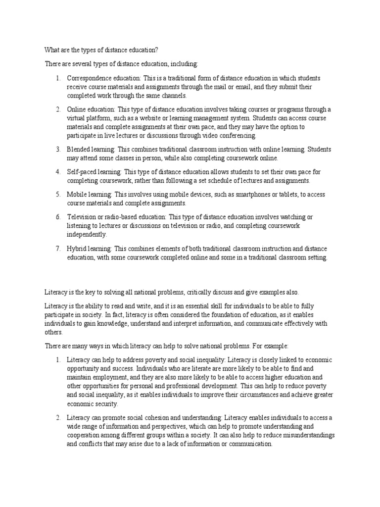 HSS 216 | PDF | Distance Education | Literacy