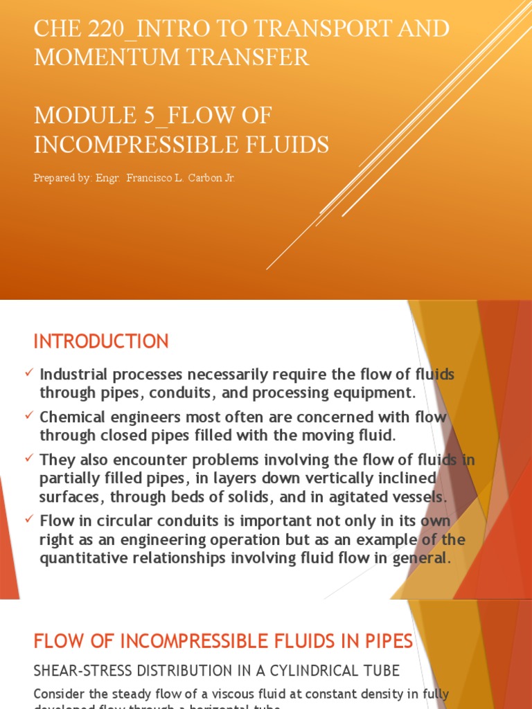 ChE 220 Mod 5 Flow of Incompressible Fluid 2020-2021 | PDF | Fluid Dynamics | Turbulence