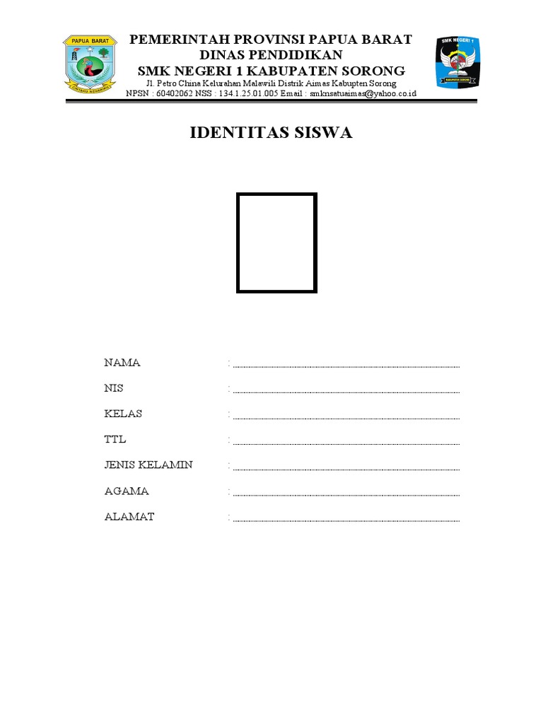 Identitas Siswa PKL SMK Negeri 1 Sorong | PDF