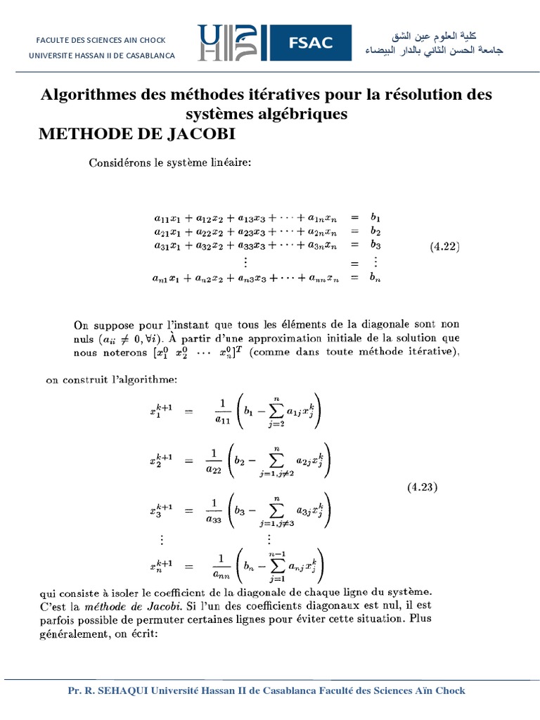Algorithmes Jacobi Gauss-Seidel | PDF