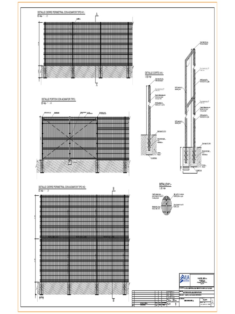 Detalles de cierre perimetral con cerco Acmafor tipo H1 y H2 para ...