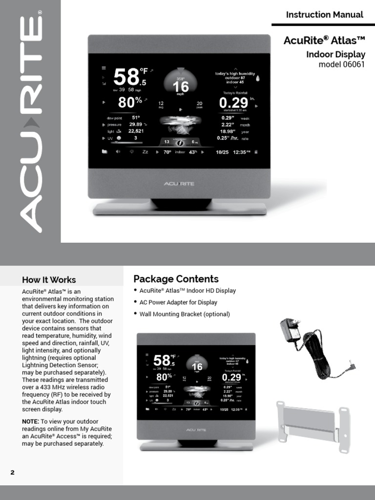 Acurite Atlas HD Touchscreen Monitorpdf | PDF | Legal Liability | Rain