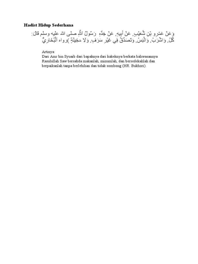 Hadist Hidup Sederhana | PDF