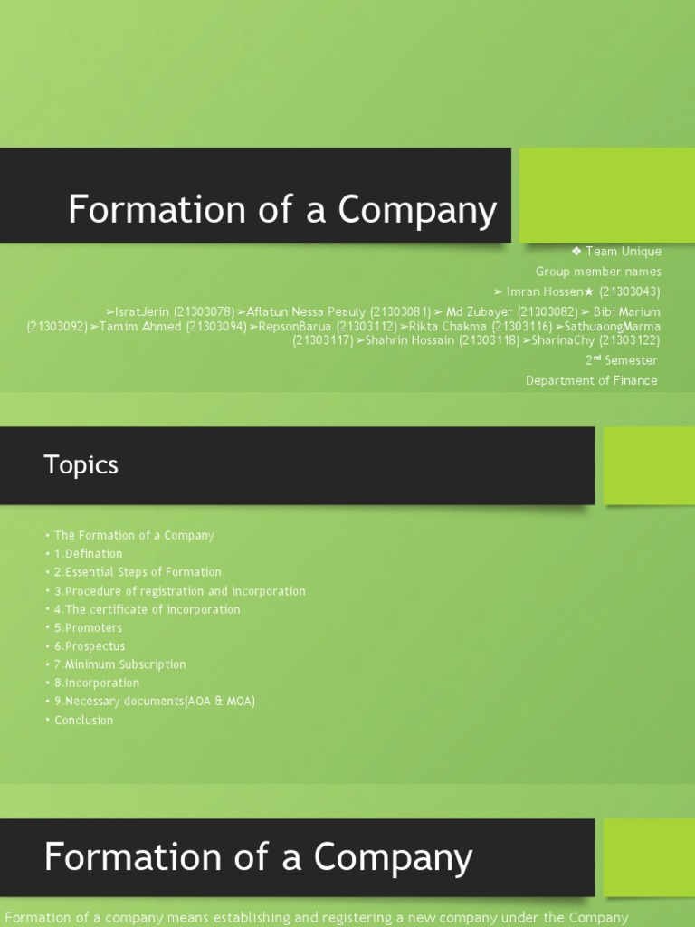 Stages of Company Formation Explained | PDF | Limited Company | Public ...
