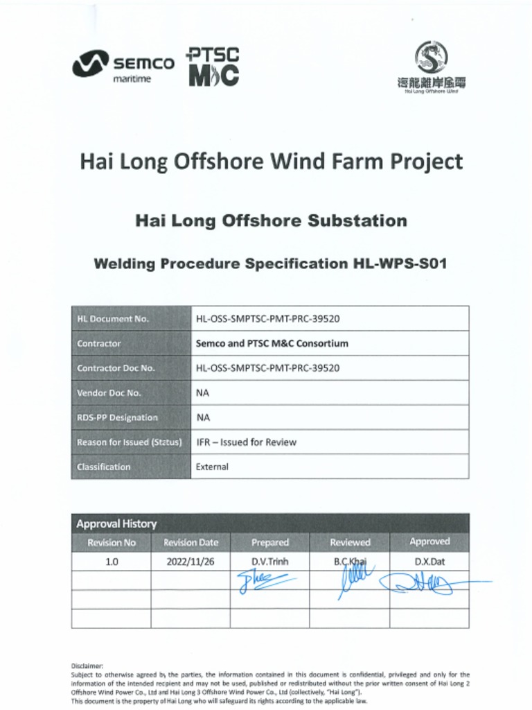 HL-OSS-SMPTSC-PMT-PRC-39520 (1.0) HL OSS Welding Procedure Specification HL-WPS-01 | PDF ...