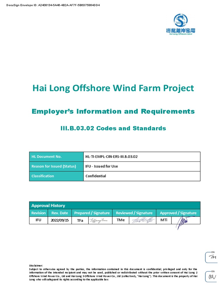 Hai Long Offshore Wind Codes & Standards | PDF | Screw | Electrical Wiring