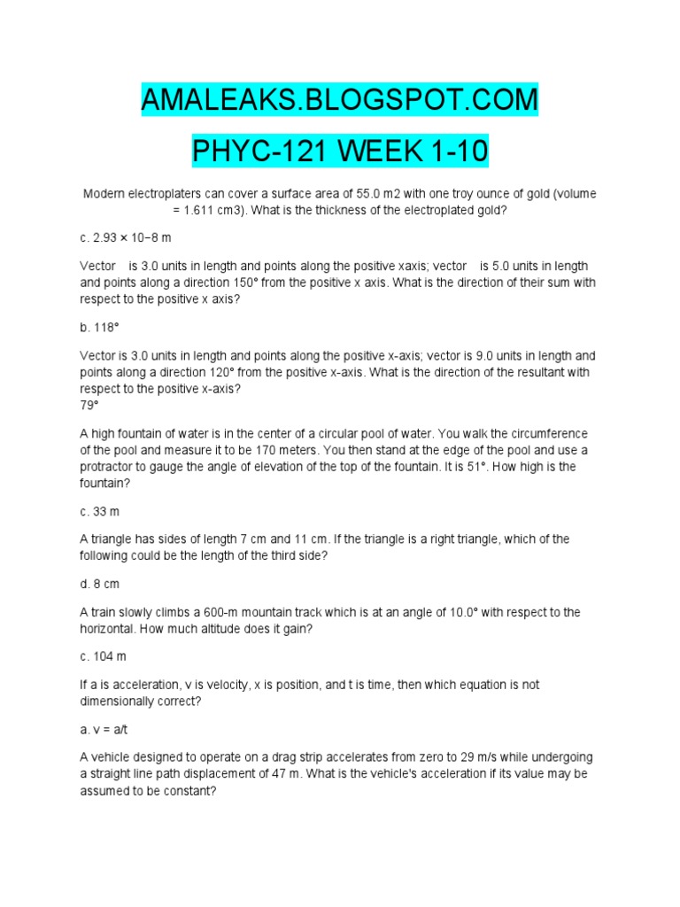 Phyc2122 Sem1 W1 10 GR12 | PDF | Acceleration | Force