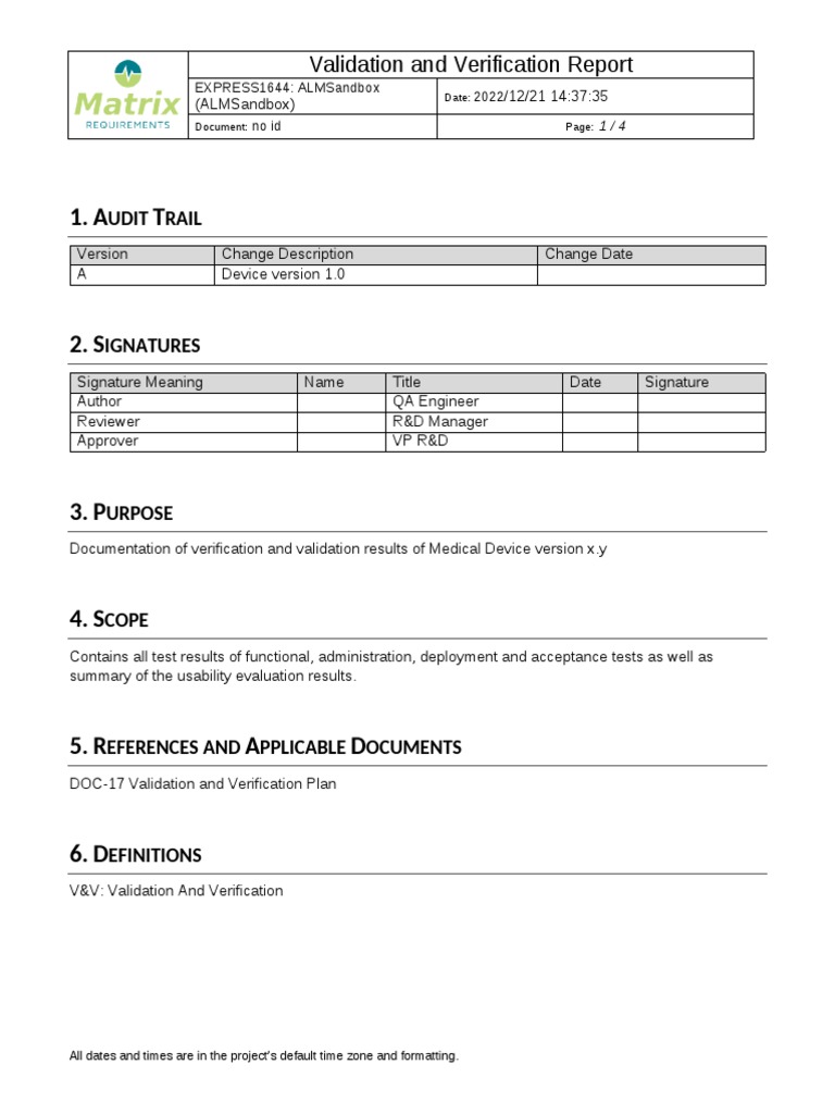 Validation and Verification Report | PDF | Verification And Validation | Software Release Life Cycle