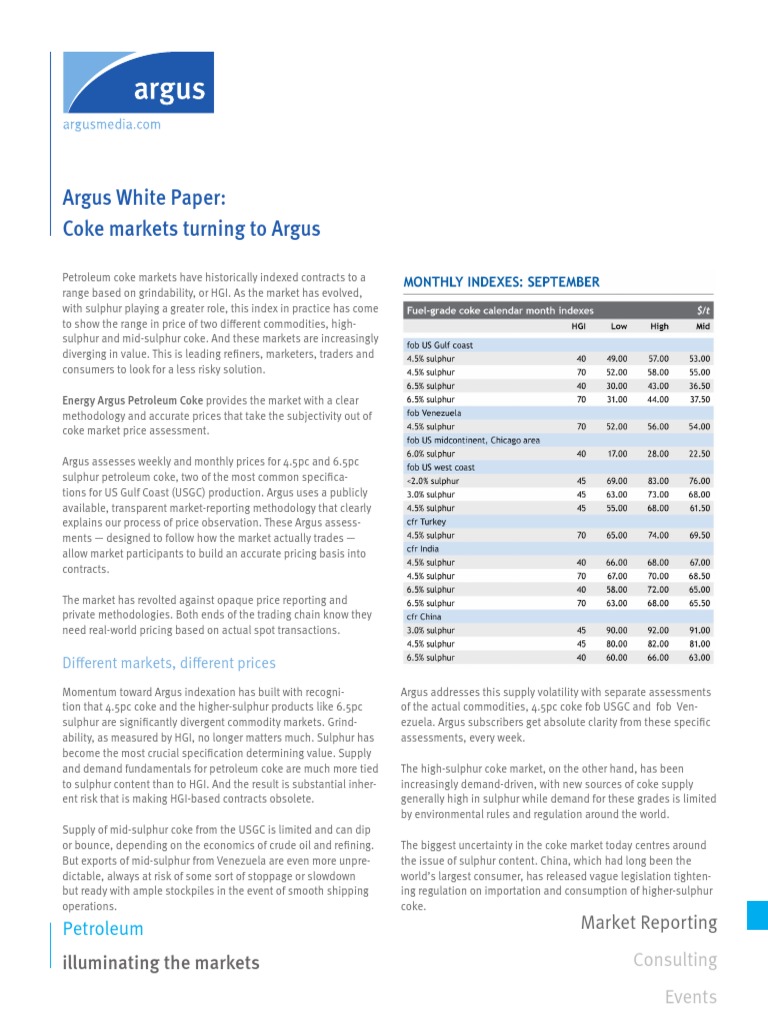 Coke Markets Turn To Argus | PDF | Market (Economics) | Prices