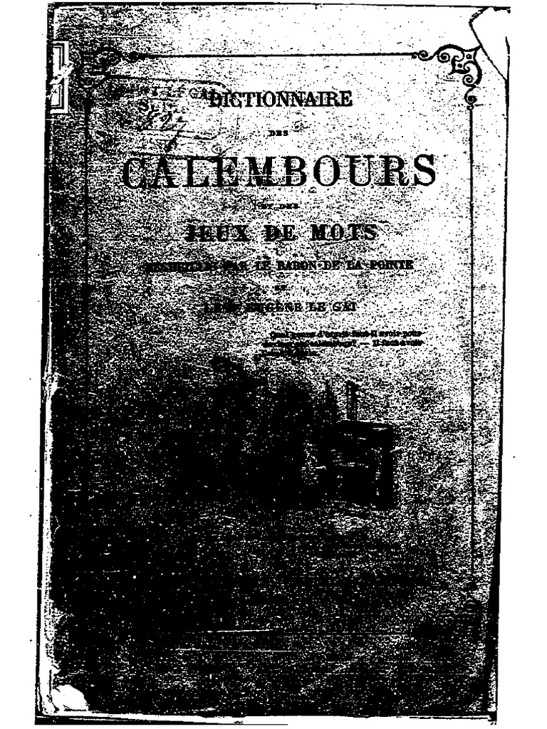 Dictionnaire Des Calembours Et Des Jeux de Mots (1860-G, LA POINTE+LE ...