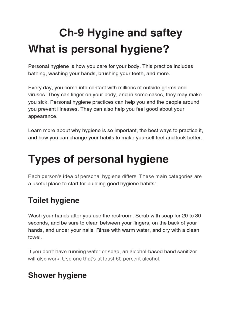 Ch-9 Hygine and saftey: How Washing Your Hands Keeps You Healthy | PDF ...