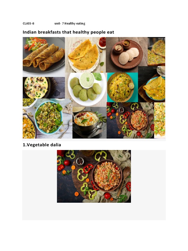 Indian breakfasts that promote health | PDF