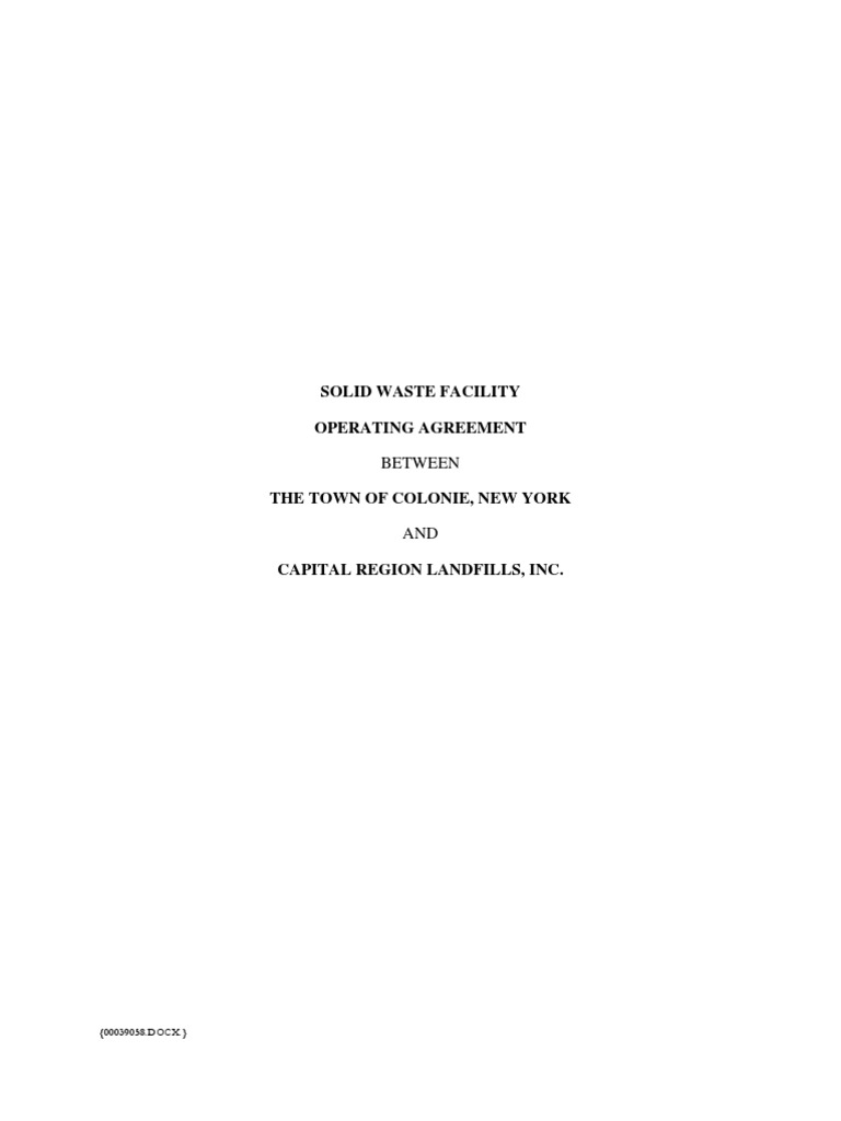 Colonie Landfill Operating Agreement | PDF | Landfill | Municipal Solid ...