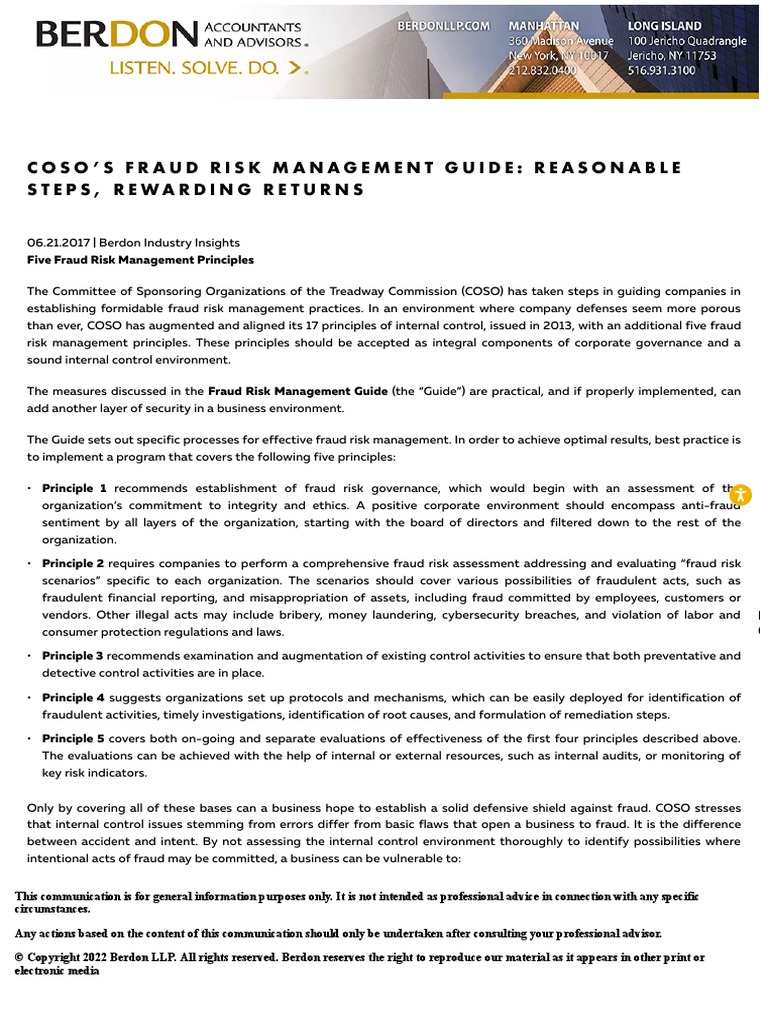 COSO | PDF | Internal Control | Risk