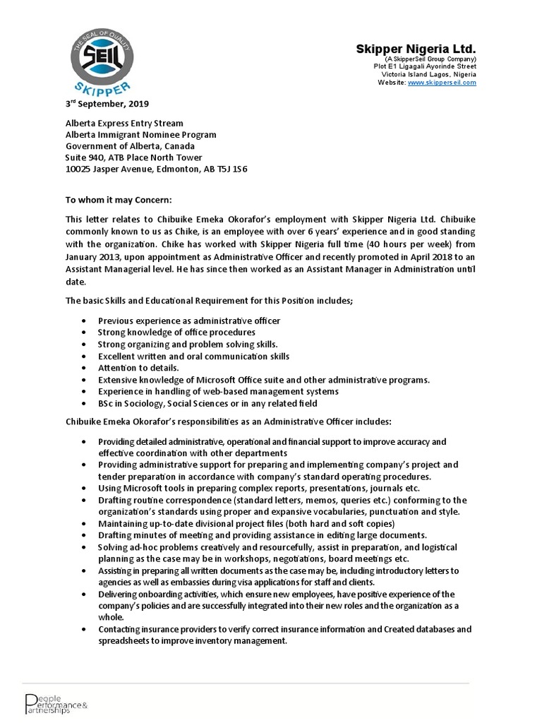 Letter of Recommendation for Chibuike Emeka Okorafor's Nomination under ...