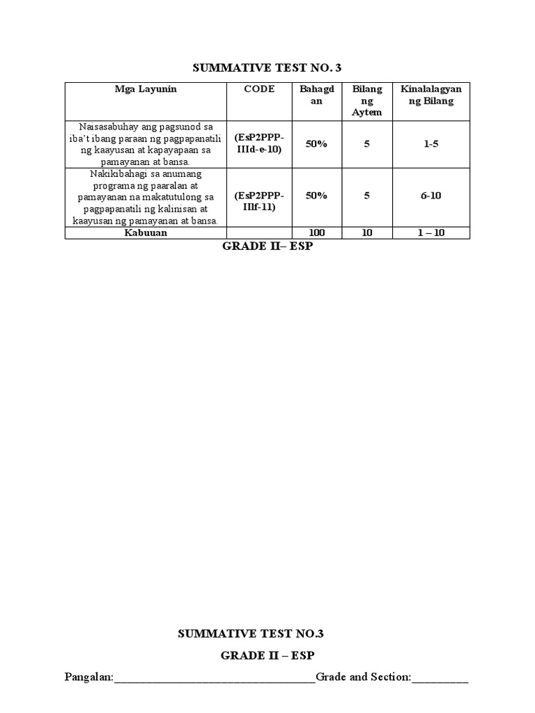 Q3 ST 3 GR.2 Esp With Tos | PDF