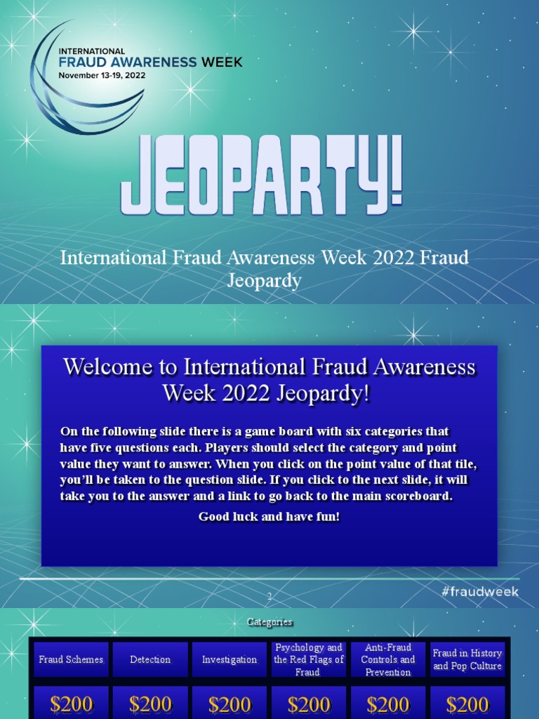 Jeoparty Fraud Week 2022 Editable | Download Free PDF | Fraud | Psychology