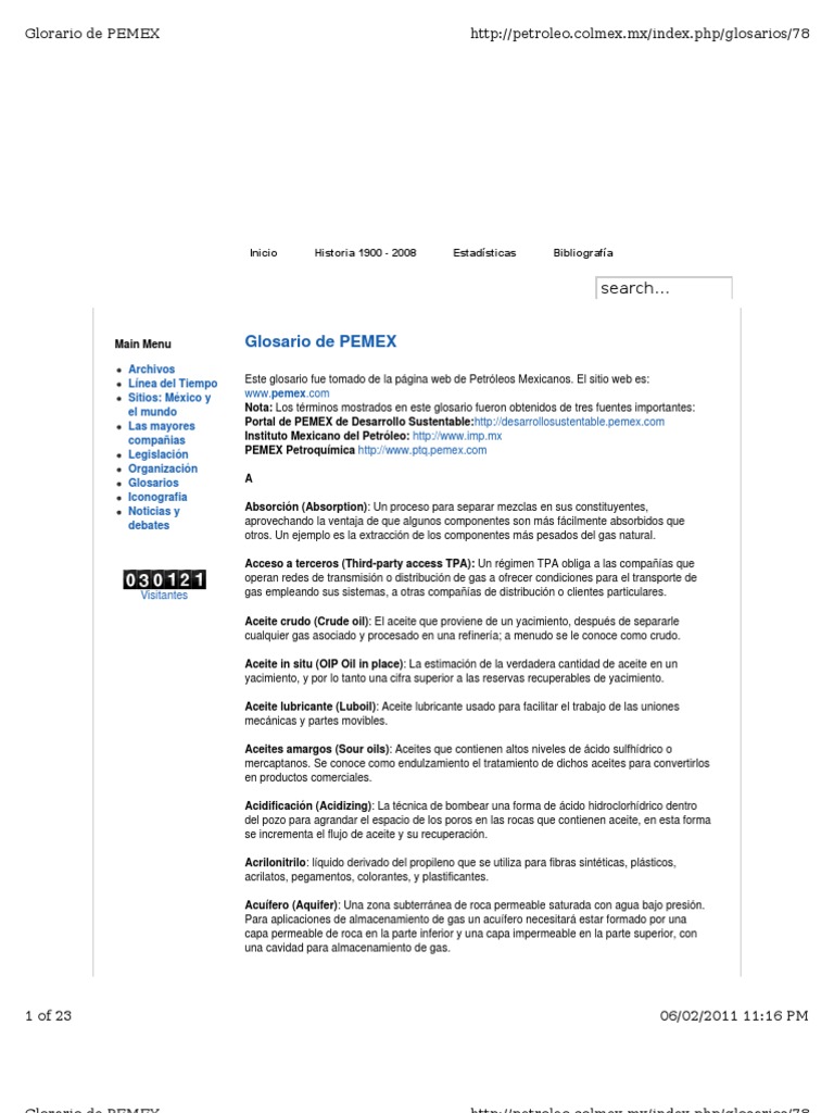 Pemex Glossary From Pemex Website | PDF | Petróleo | Gas natural