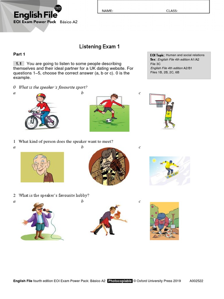 A2 Listening 1 | PDF