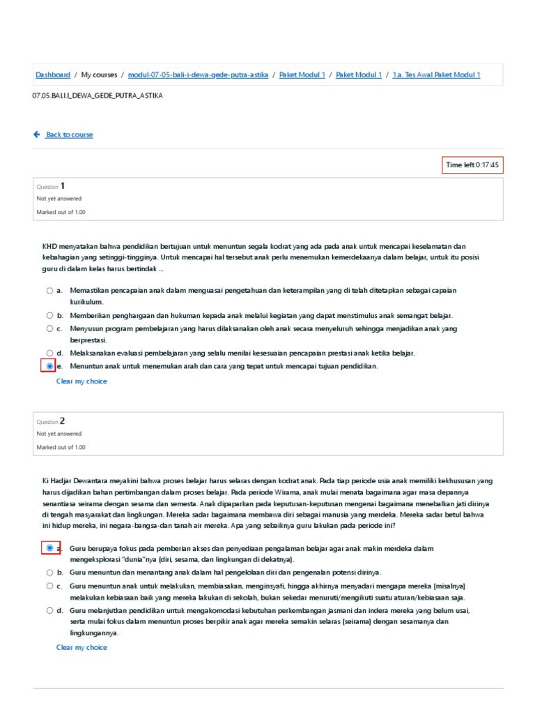 Tes Awal Modul 1 untuk Guru Penggerak | PDF | Karier & Perkembangan
