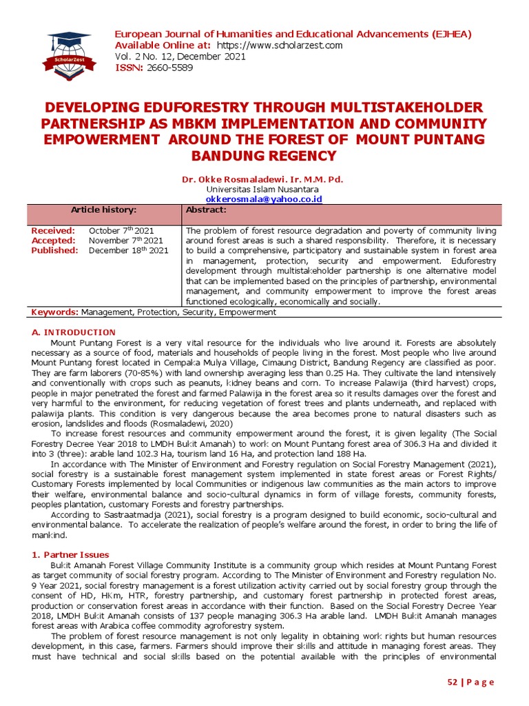 Developing Sustainable Forest Management Through Multistakeholder