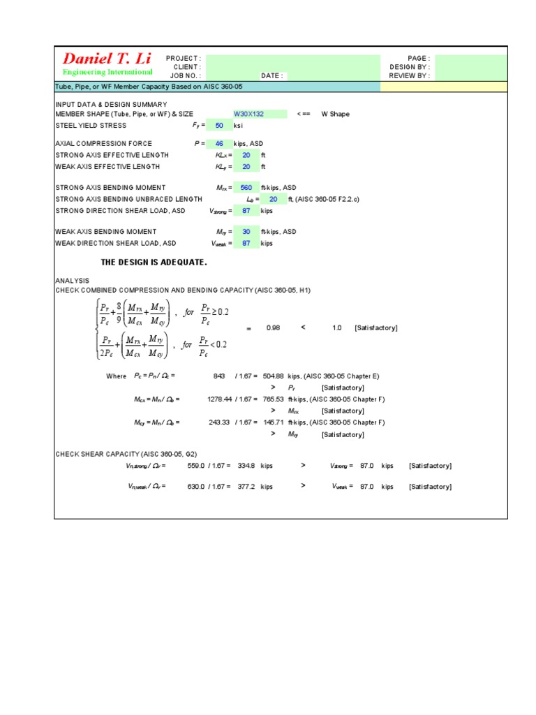 HSS WF Capacity | Download Free PDF | Bending | Structural Engineering