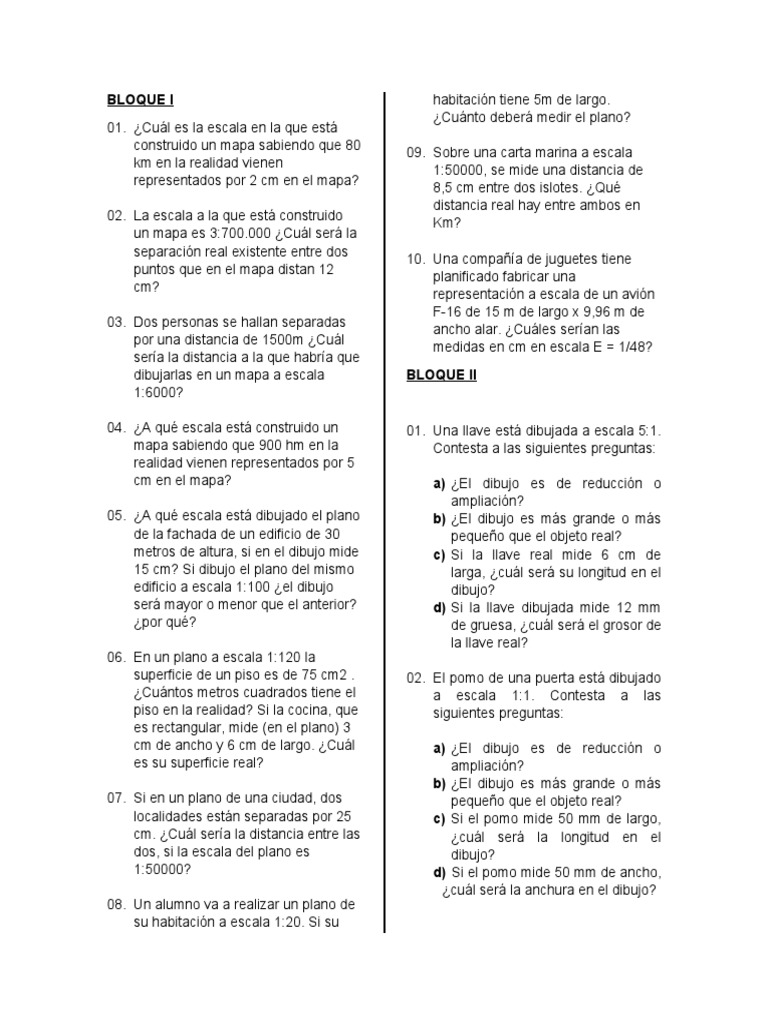 Ficha de Trabajo Escalas | PDF | Metro | Sistema Internacional de Unidades