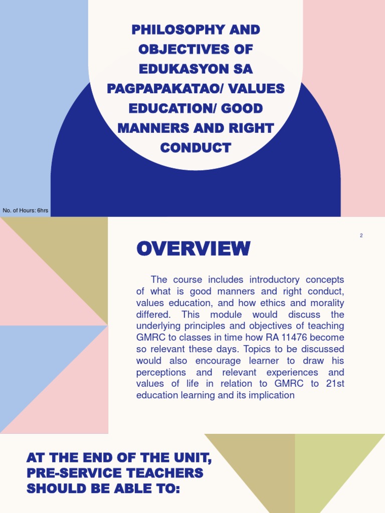 1 - Philosophy and Objectives of Edukasyon Sa Pagpapakatao | PDF | Etiquette | Experience