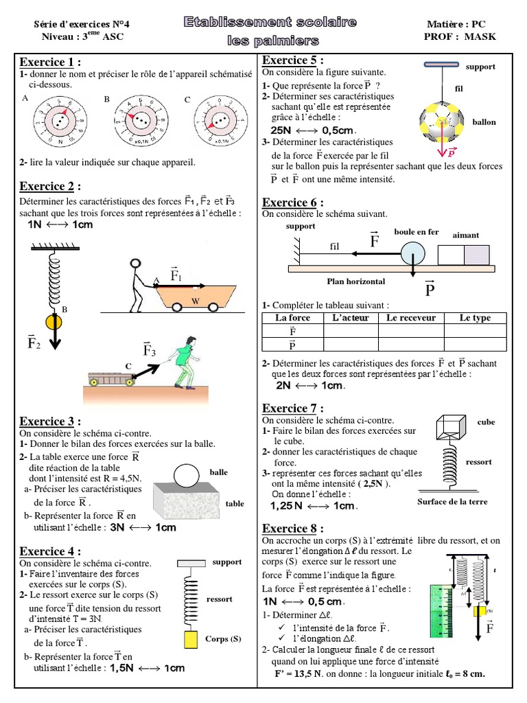 Exercices sur les Forces en Physique 3ème | PDF