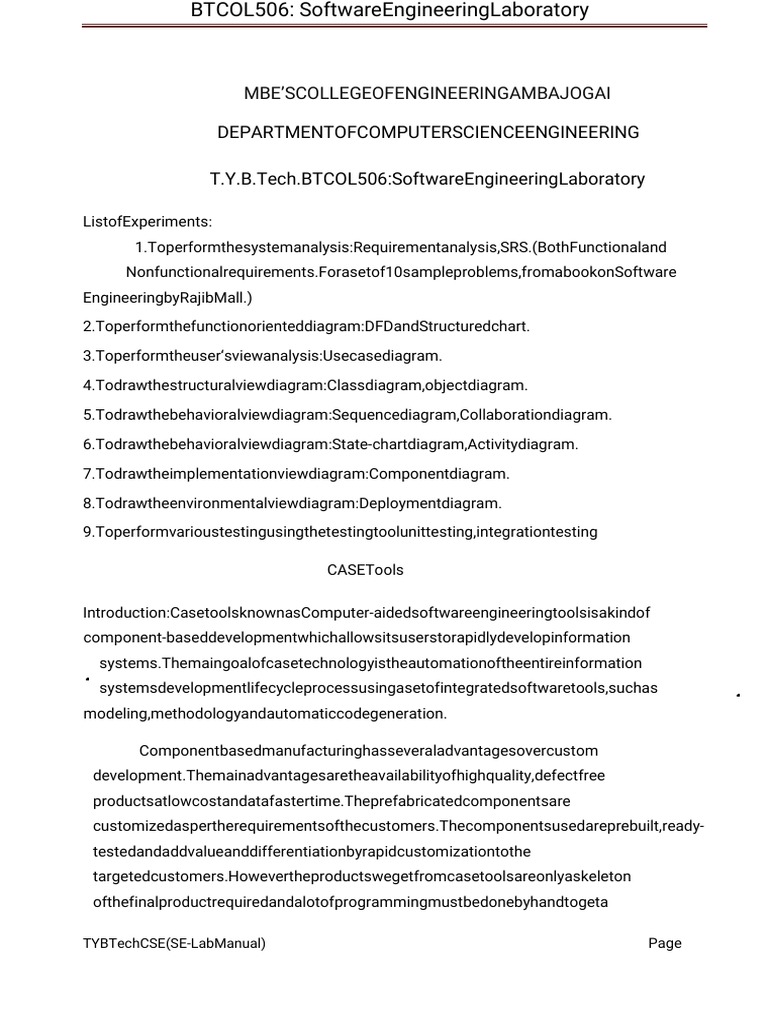 Software Engineering Lab Guide | PDF