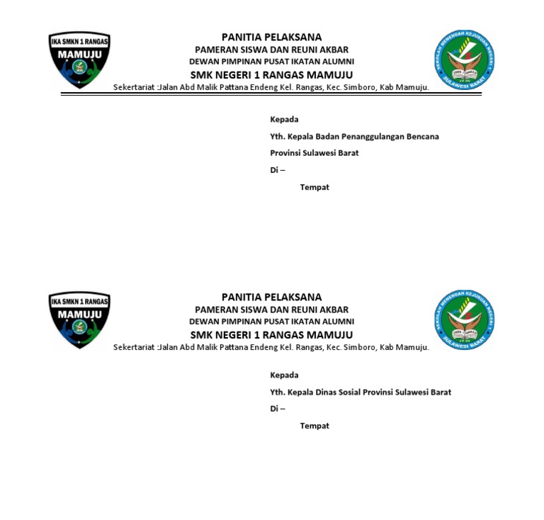 Reuni Alumni dan Pameran Siswa SMK Negeri 1 Rangas Mamuju | PDF