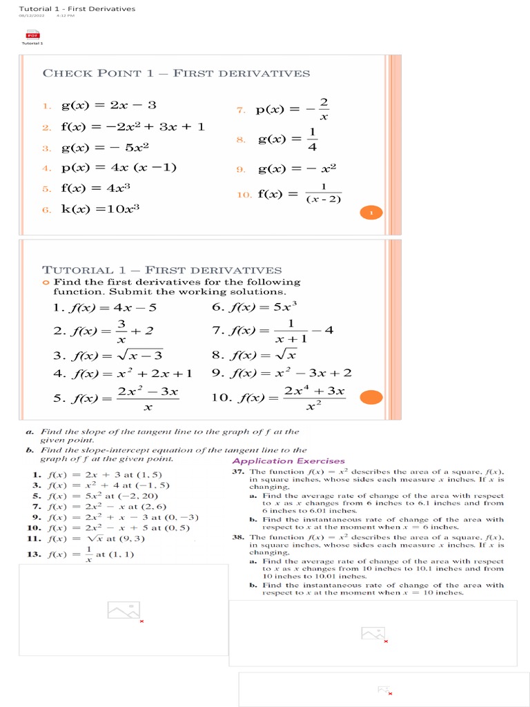 Tutorial 1 First Derivatives Pdf