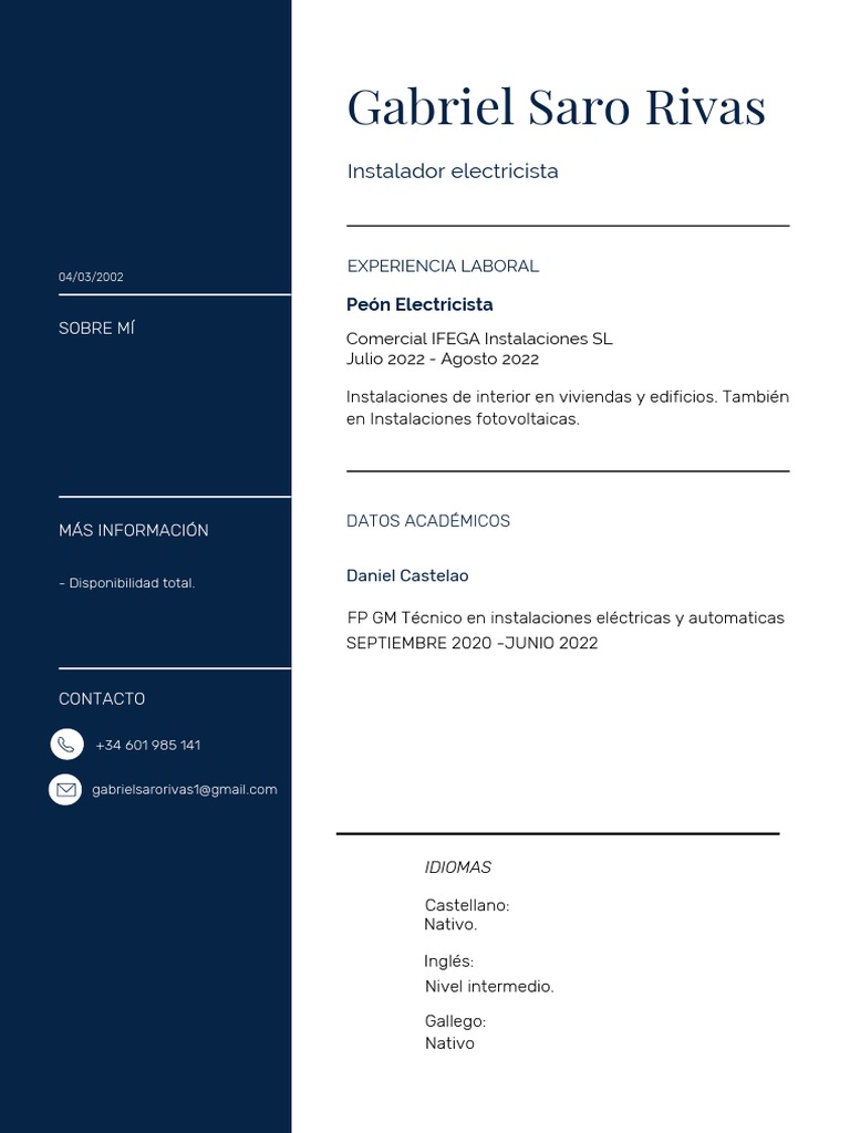 Currículum Gabriel | PDF