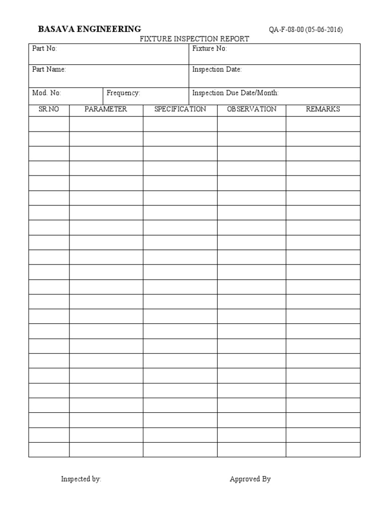 8.fixture Inspection Report | PDF