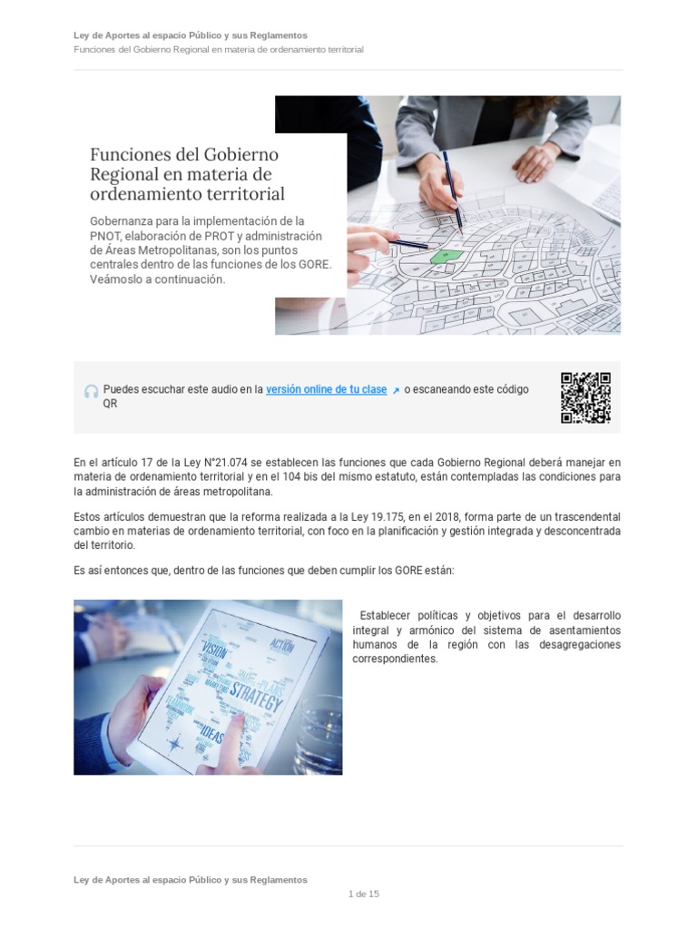 Funciones Del Gobierno Regional en Materia de Ordenamiento Territorial ...