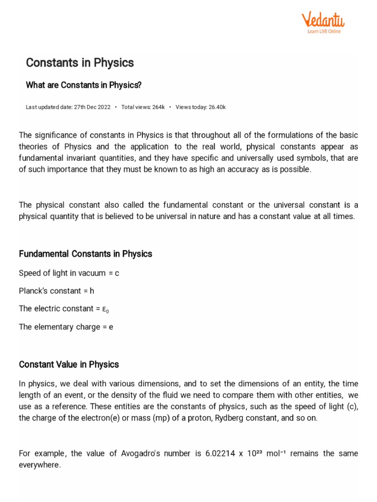 Constants in Physics | PDF