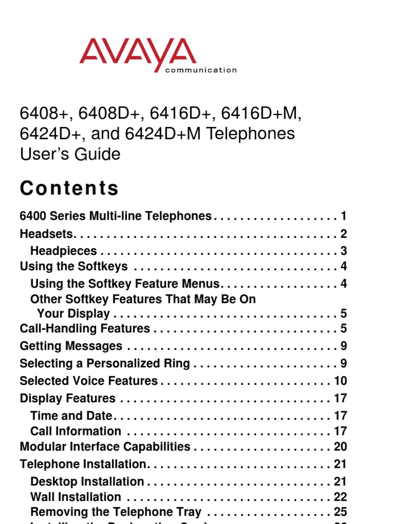 Avaya Definity Handset UG | PDF