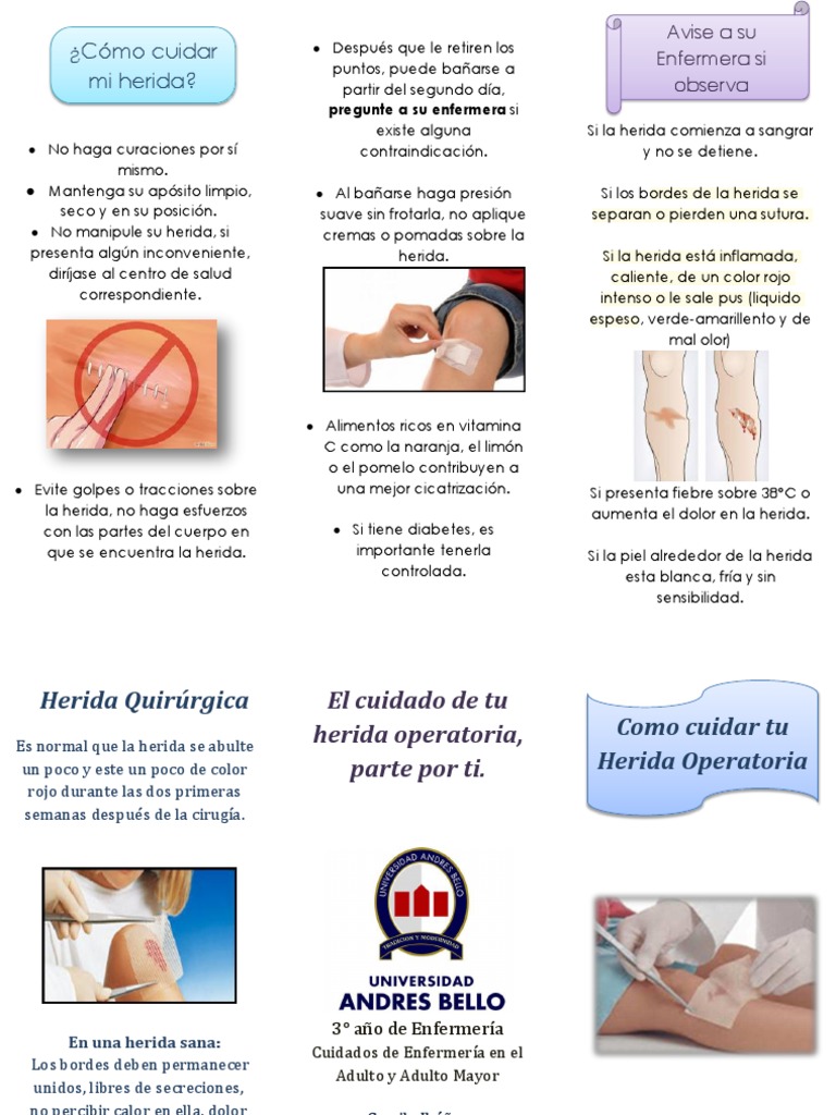Triptico Cuidado Herida Operatoria | PDF | Herida | Medicina